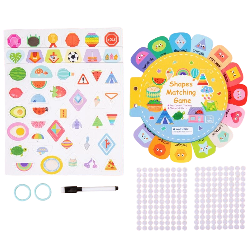 Shape matching book with velcro